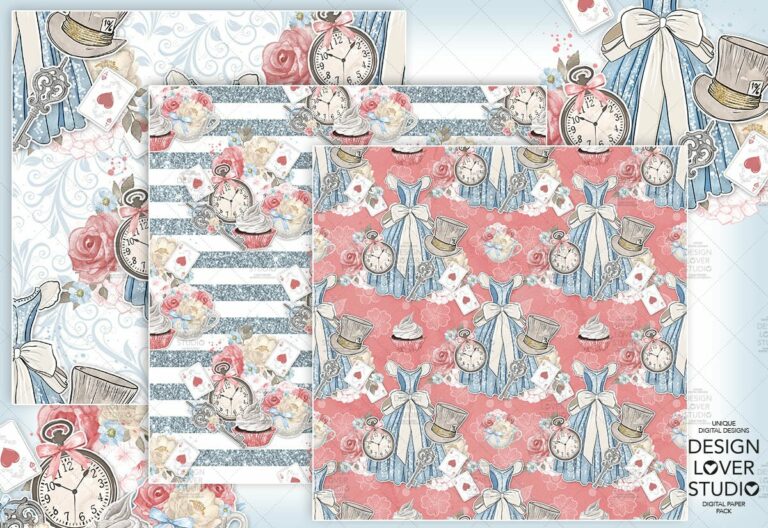 Alice In Wonderland Digital Paper – MasterBundles