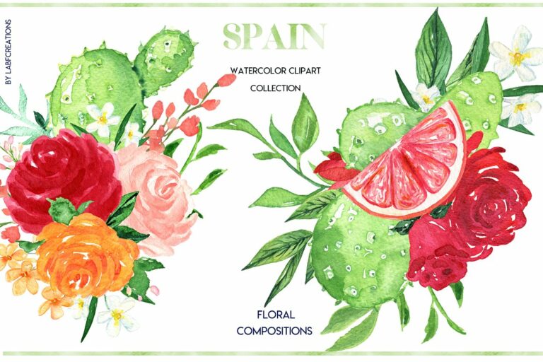 Spain. Tiles Watercolor Clipart – MasterBundles