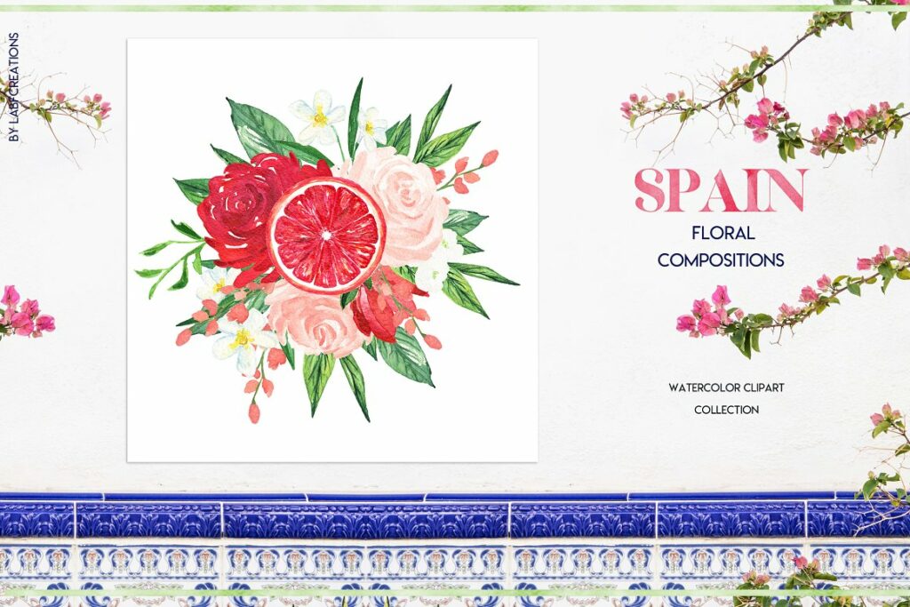 Spain. Tiles Watercolor Clipart – MasterBundles