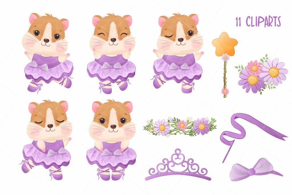 Cute Dancing Hamster Clip-Art Set – MasterBundles