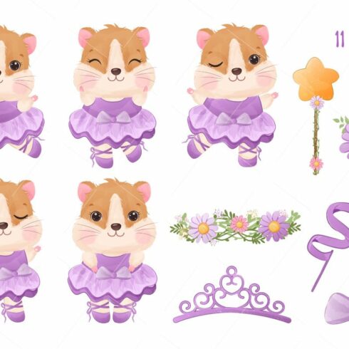 Cute Dancing Hamster Clip-Art Set | MasterBundles