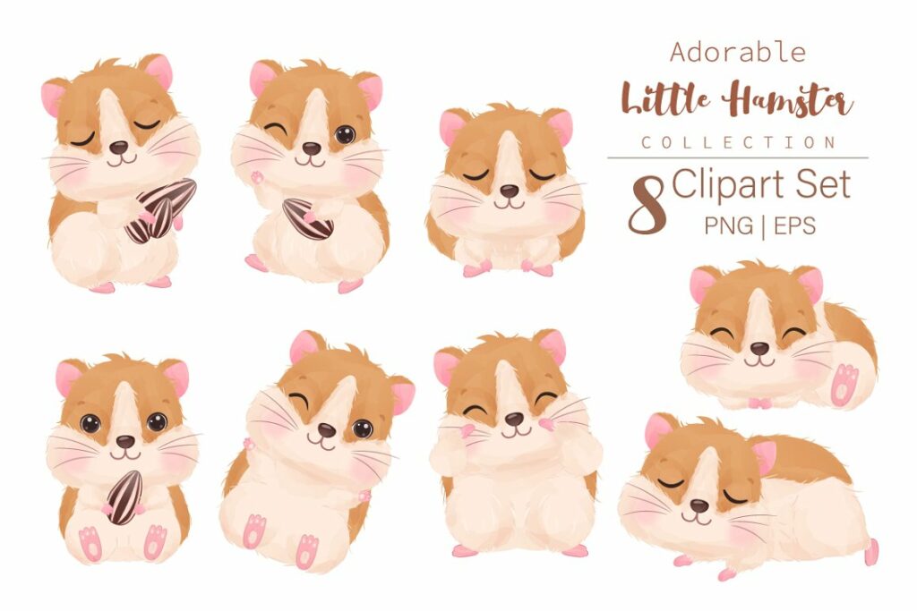 Adorable Little Hamster Clipart Set – MasterBundles