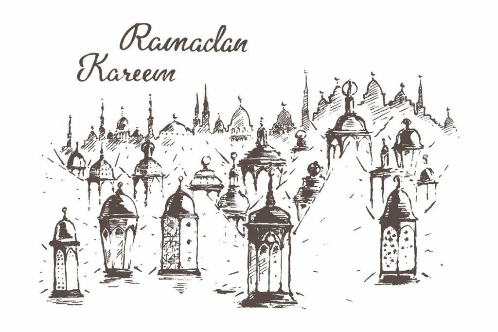 Big Set Of Ramadan Kareem Sketches – MasterBundles