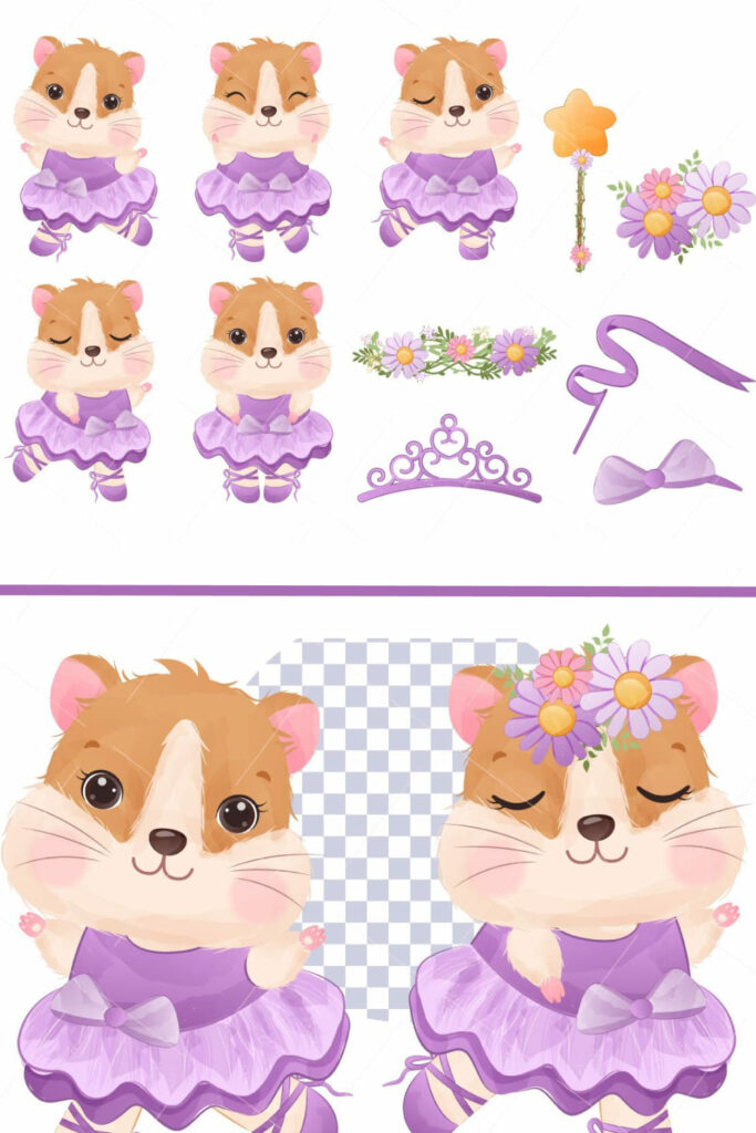 Cute Dancing Hamster Clip-Art Set – MasterBundles