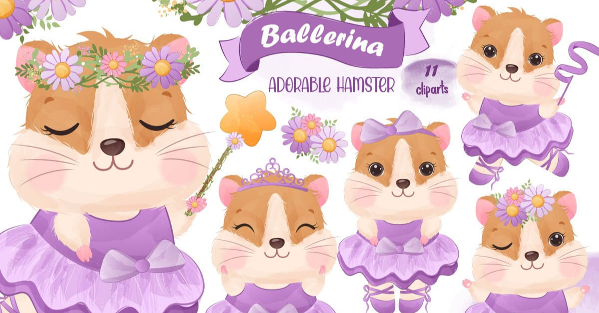 Cute Dancing Hamster Clip-Art Set – MasterBundles