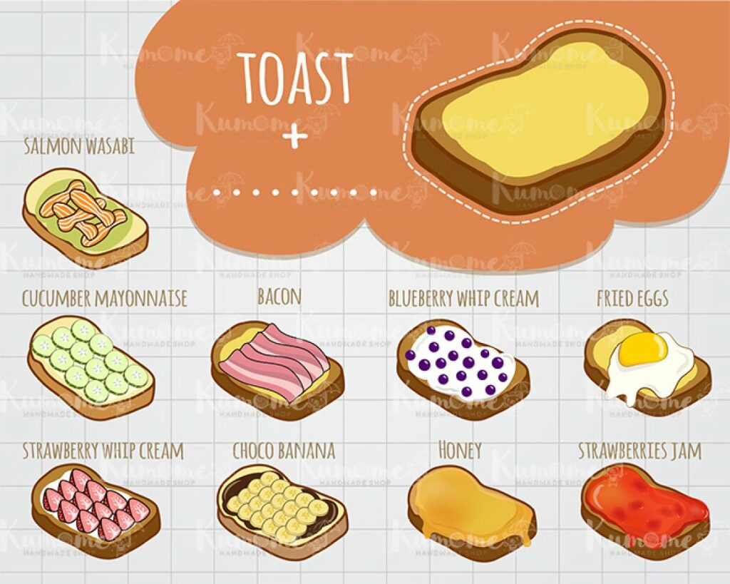Cute Toast With Topping – MasterBundles