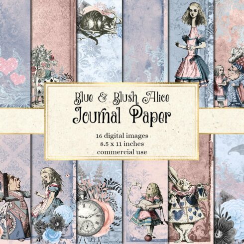 Dusty Blue and Blush Pink Alice In Wonderland Journal Paper | Master ...