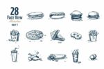 Fast Food Hand Draw Illustration Set | Master Bundles