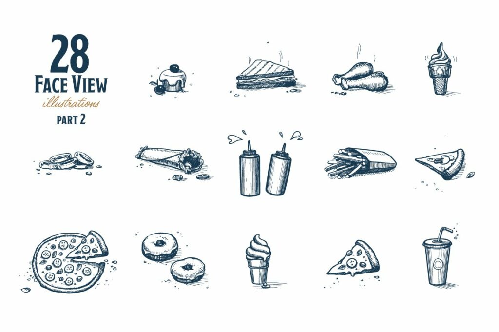 Fast Food Hand Draw Illustration Set – MasterBundles