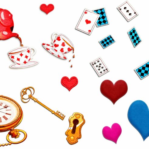 Alice In Wonderland Tea Party Mini Kit Felted Clip Art | Master Bundles