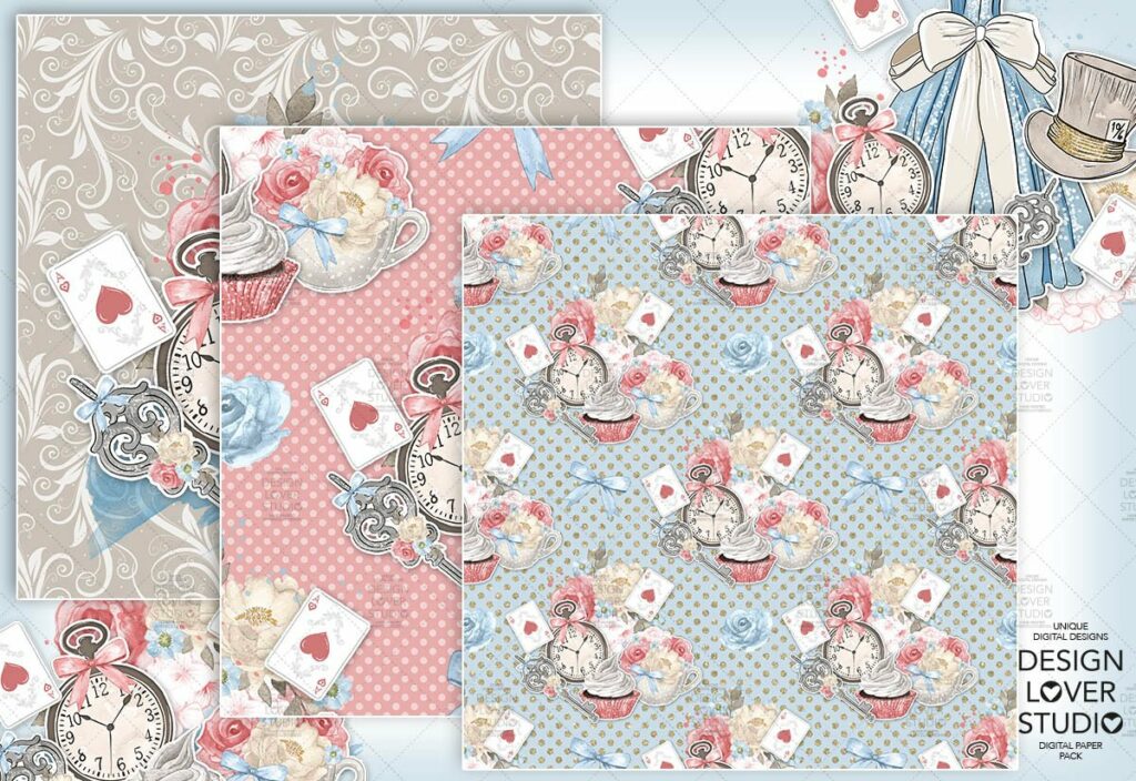 Alice In Wonderland Digital Paper – MasterBundles