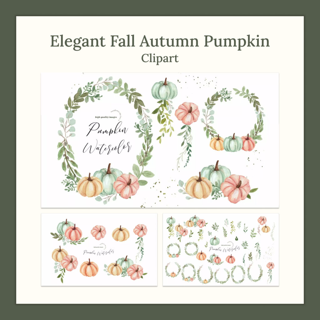 Elegant Fall Autumn Pumpkin Clipart – MasterBundles