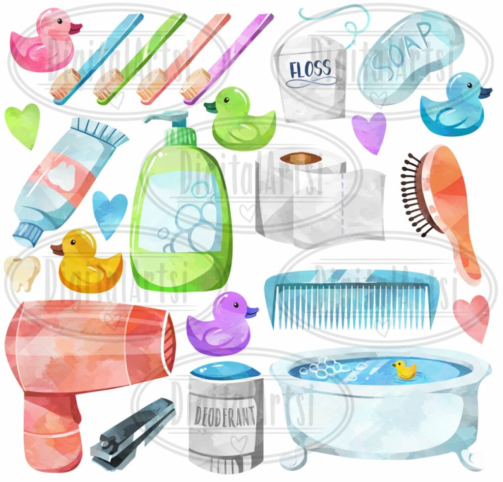 Watercolor Bathroom Supplies Clipart – MasterBundles