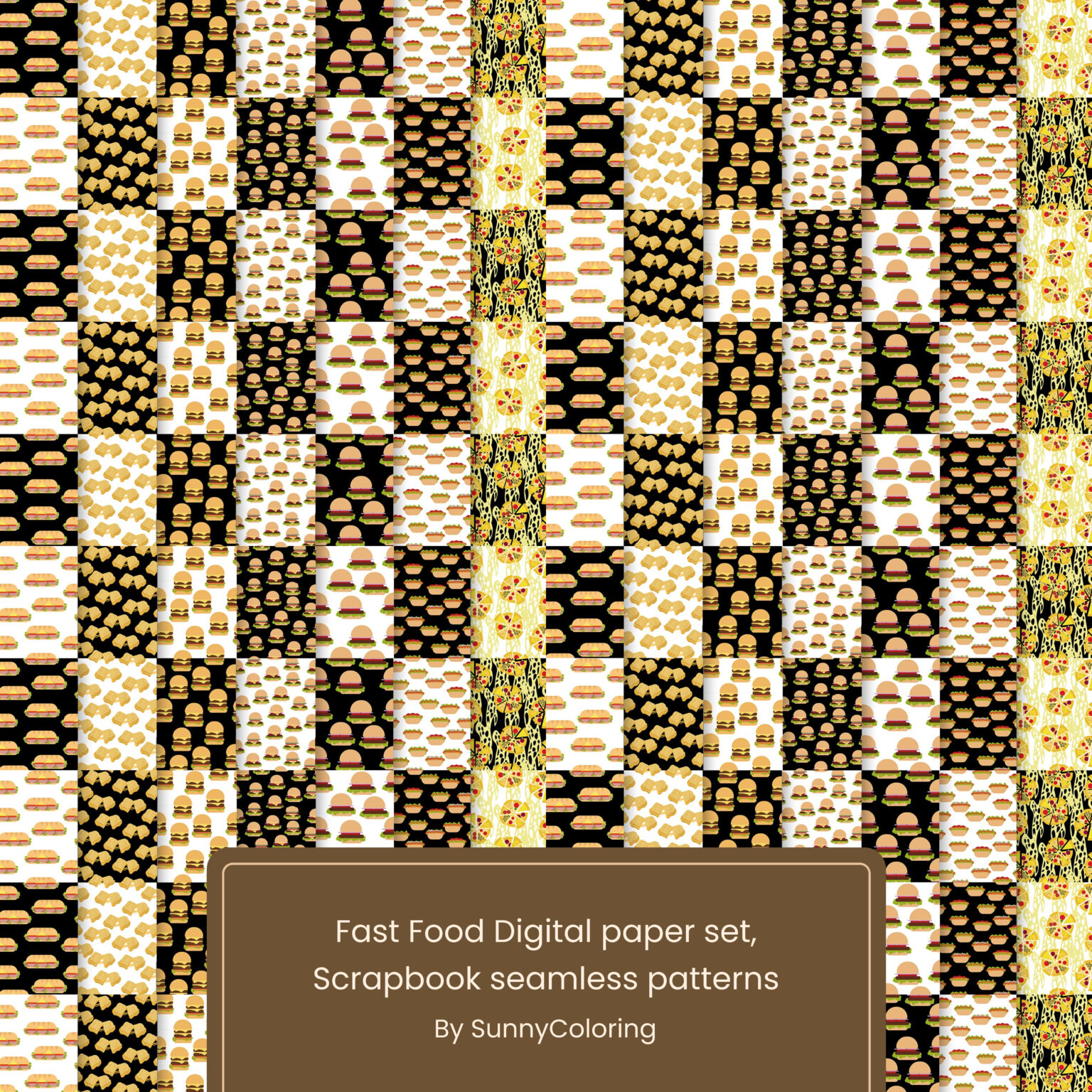 Fast Food Digital Paper Set, Scrapbook Seamless Patterns – MasterBundles