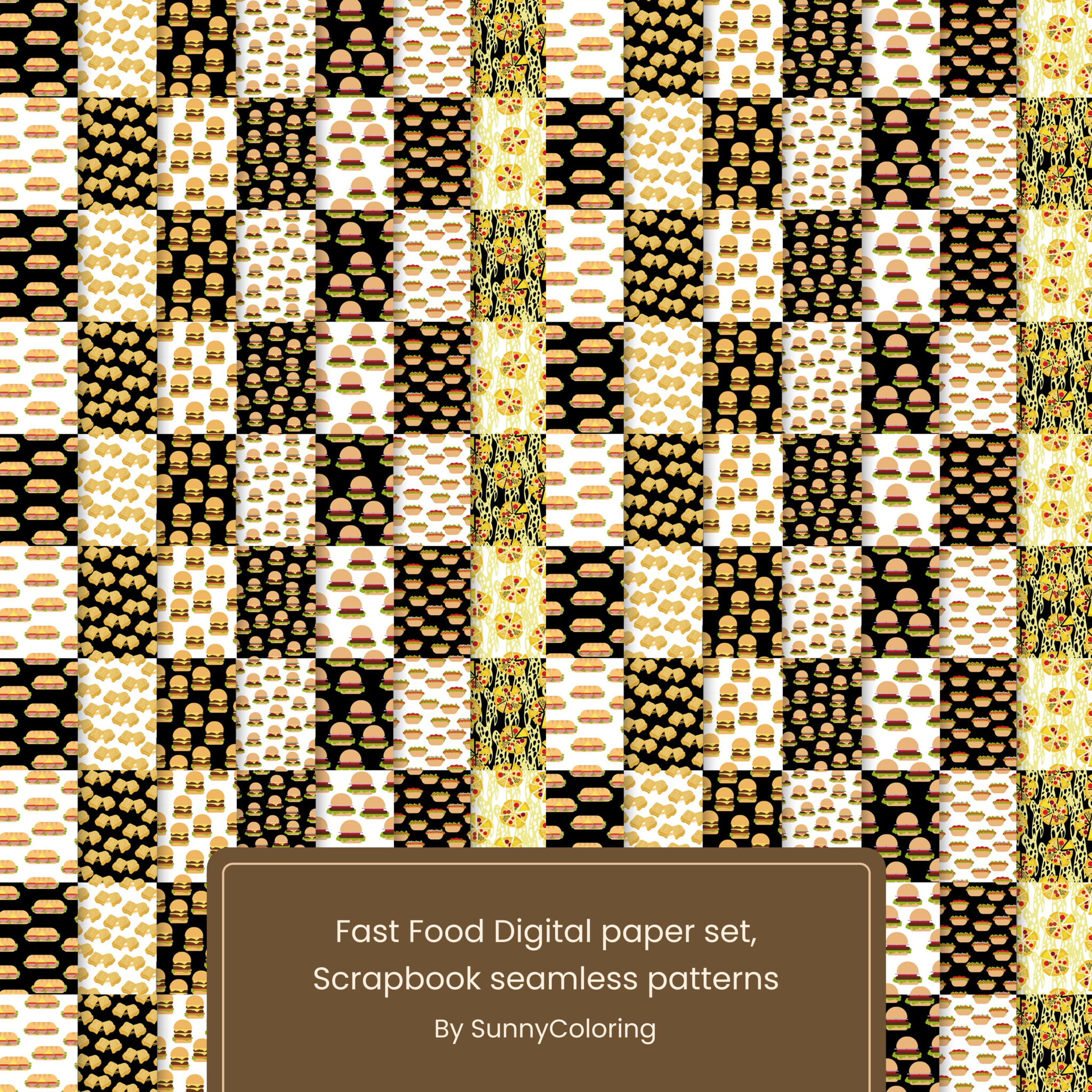 Fast Food Digital Paper Set, Scrapbook Seamless Patterns – MasterBundles