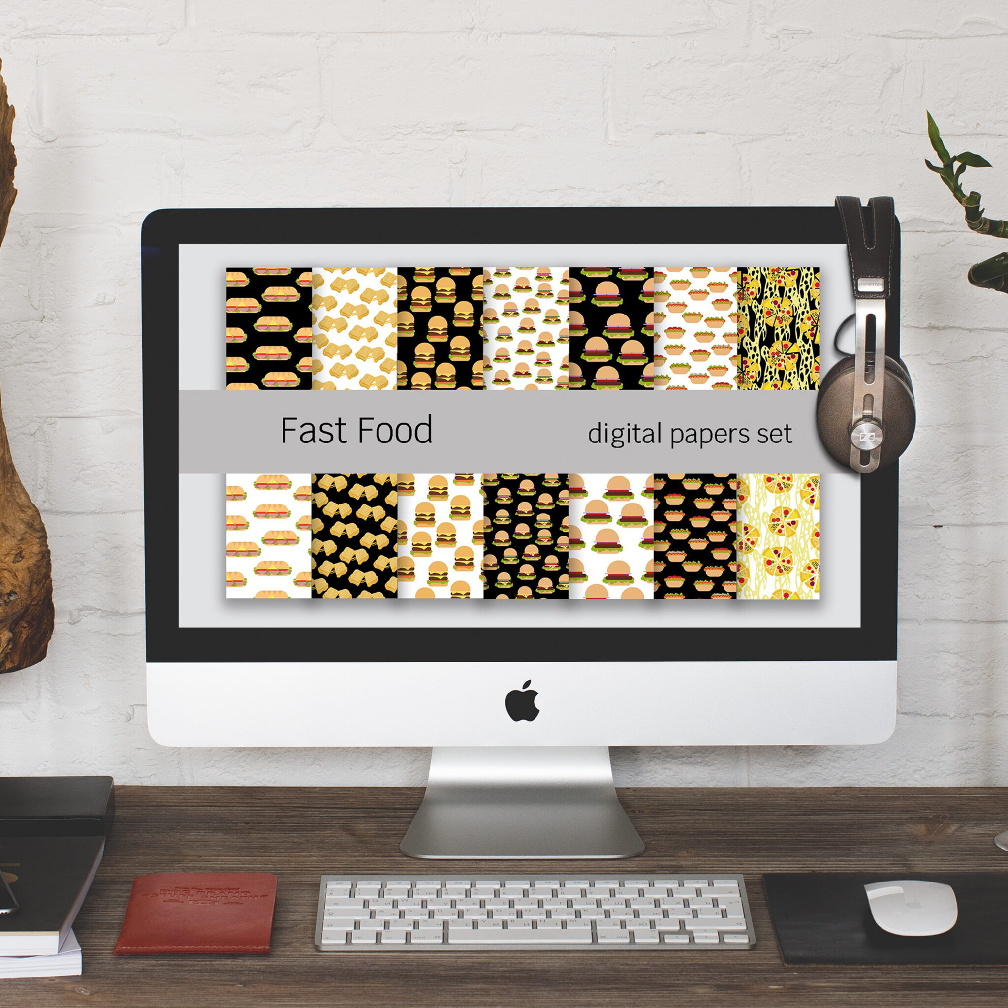 Fast Food Digital Paper Set, Scrapbook Seamless Patterns – MasterBundles