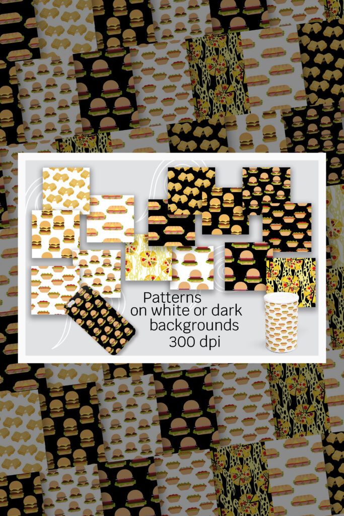 Fast Food Digital Paper Set, Scrapbook Seamless Patterns – MasterBundles