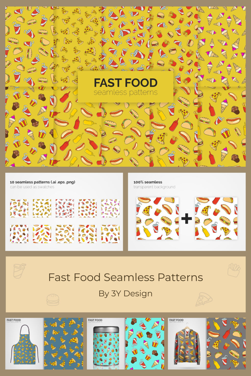 Fast Food Seamless Patterns – MasterBundles