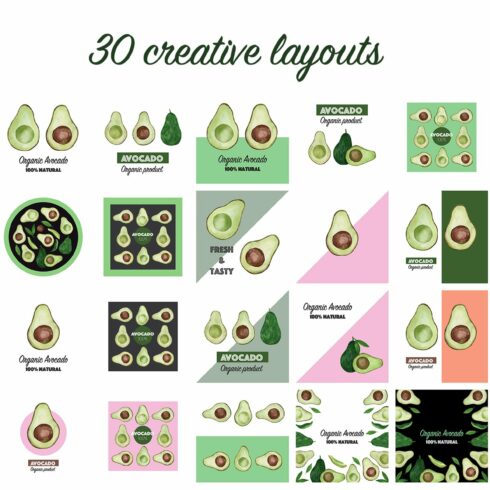 Watercolor Avocado Clipart, Bundle, Vegan Healthy Food Art | Master Bundles