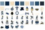 Navy Blue And Gold Alice In Wonderland Graphics | Master Bundles