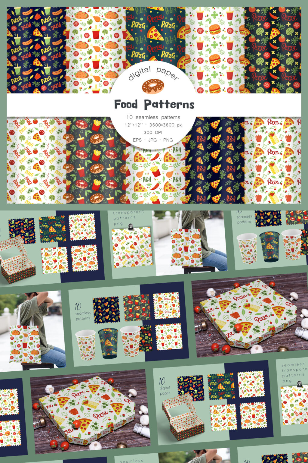 Food Patterns. Fast Food Background – MasterBundles