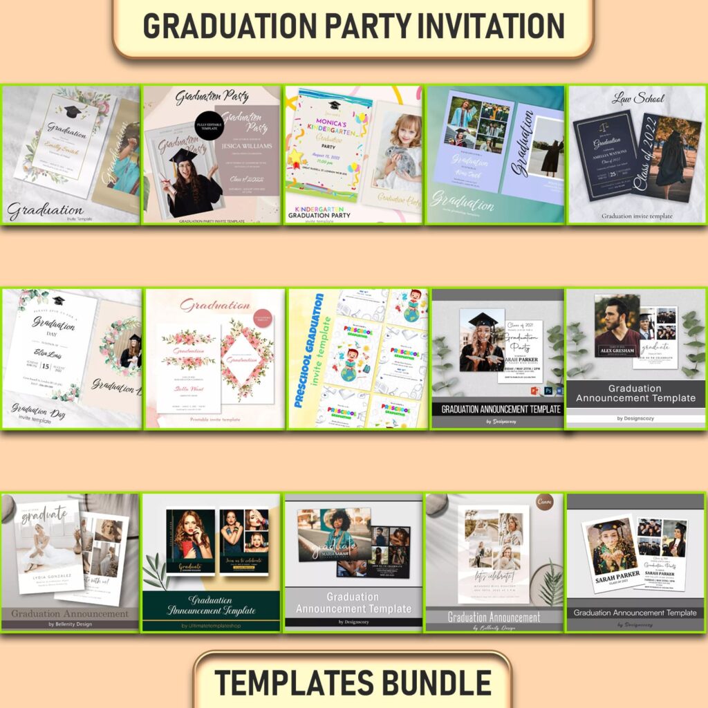 Graduation Party Invitation Templates Bundle – MasterBundles