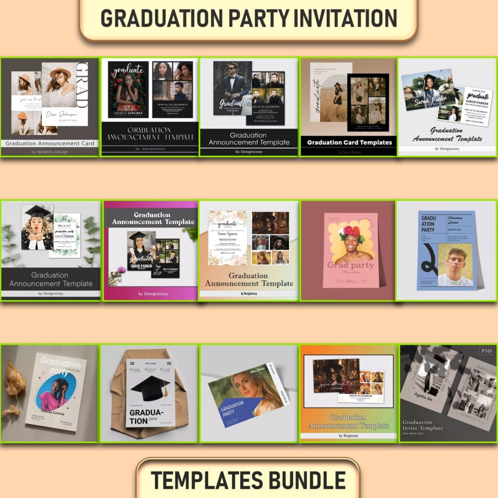 Graduation Party Invitation Templates Bundle – MasterBundles