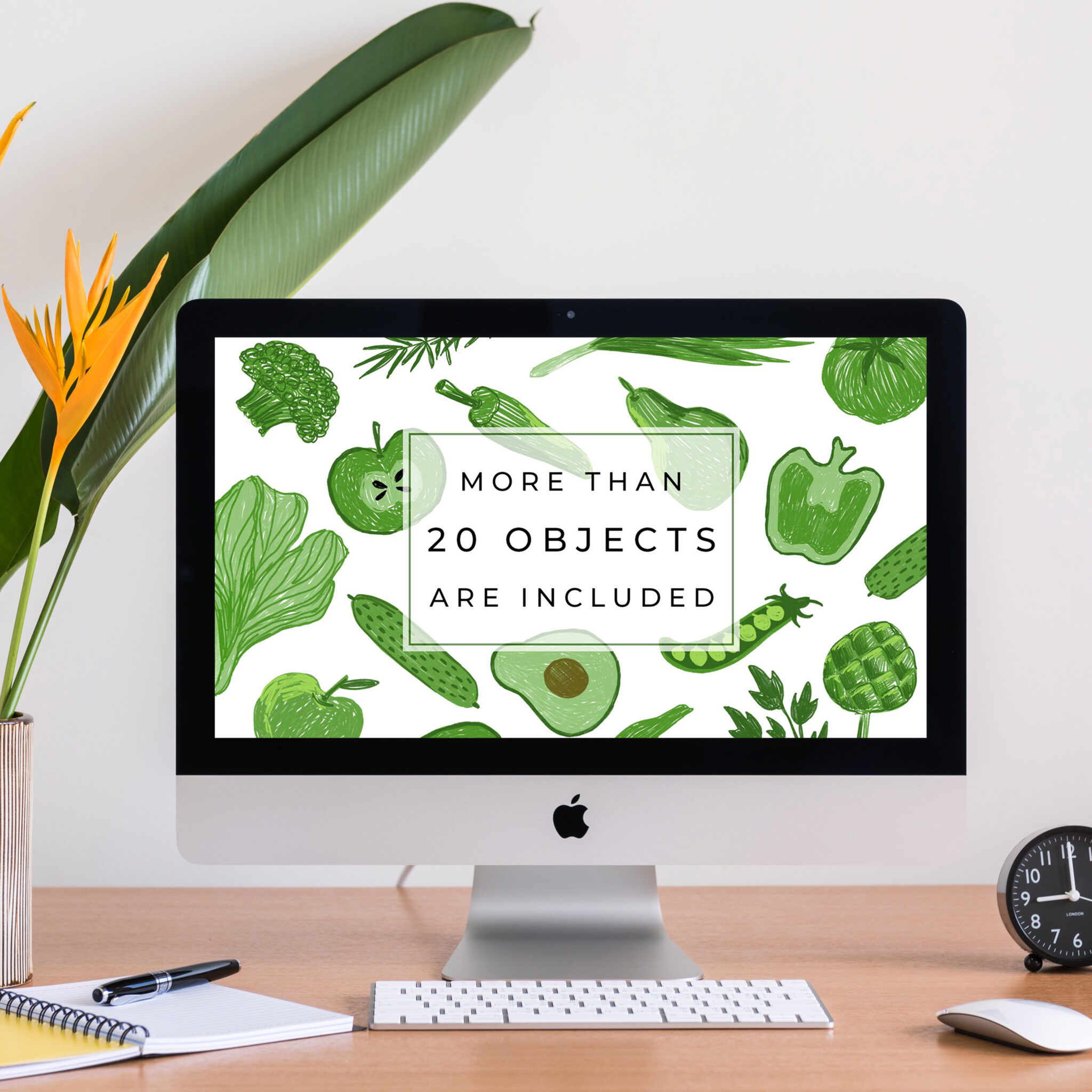 GREEN FOOD – Objects And Patterns Pack – MasterBundles