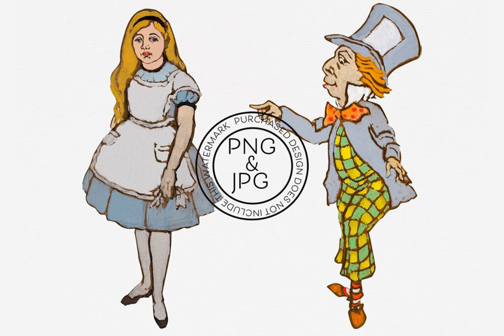 Alice In Wonderland Vintage Clipart Bundle Of 6, PNG & JPG – MasterBundles