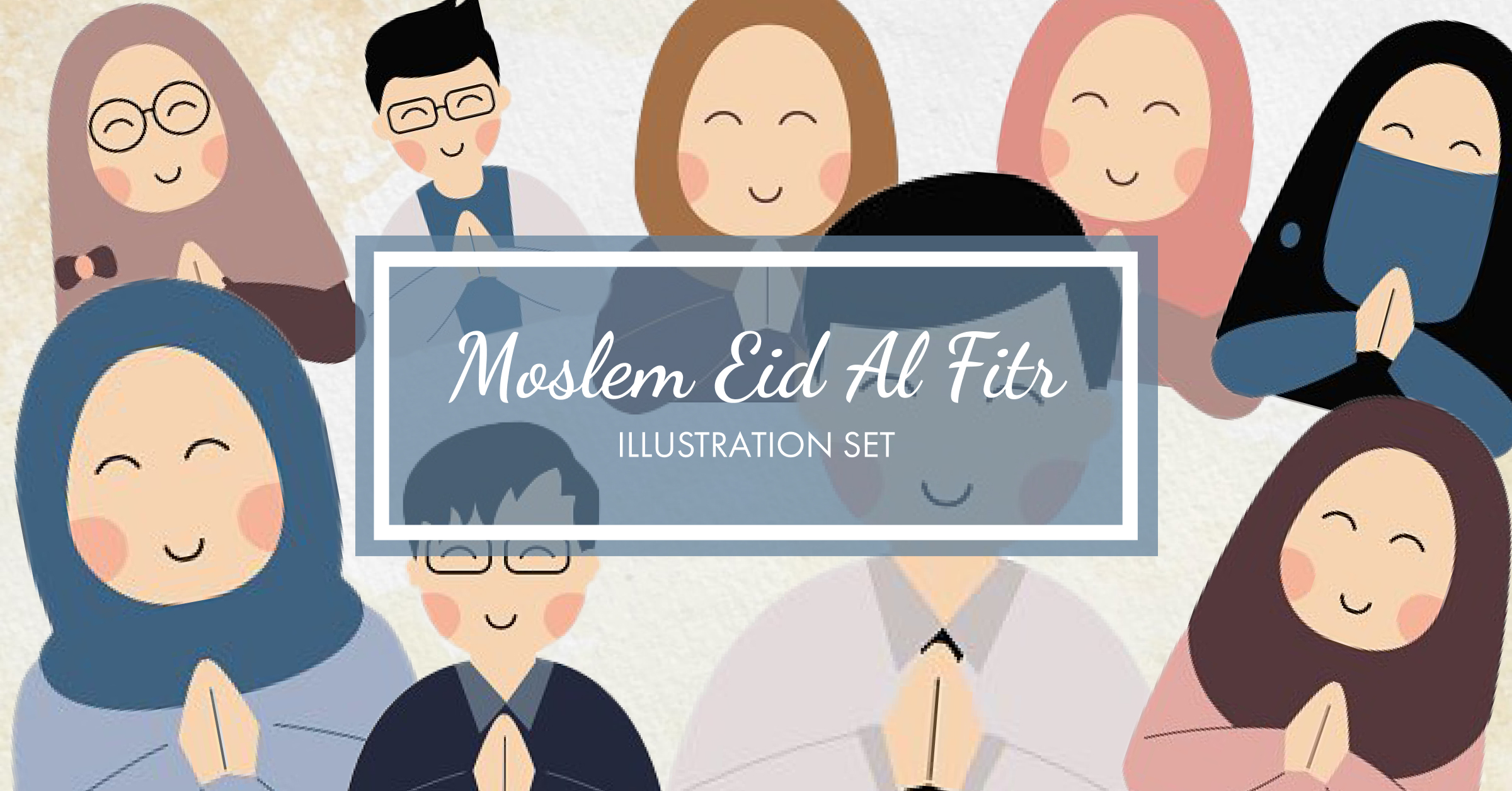 Moslem Eid Al Fitr Illustration Set – MasterBundles
