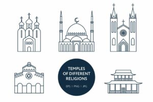 Set Of World's Religions Temples | Master Bundles