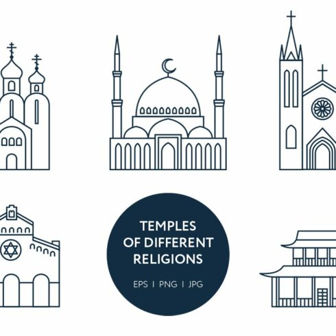Set Of World's Religions Temples | Master Bundles