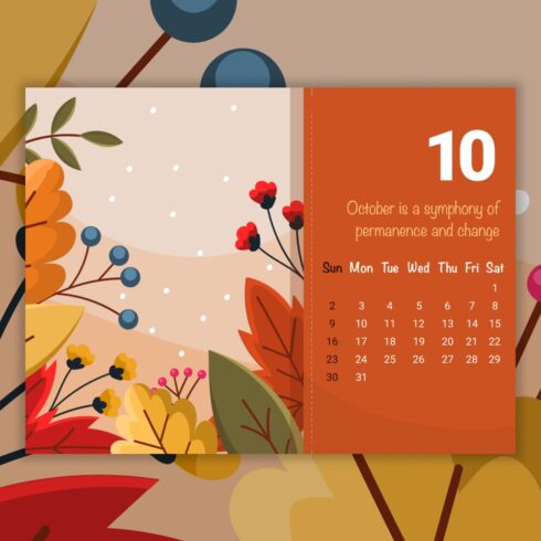 Free Autumn October Calendar | Master Bundles