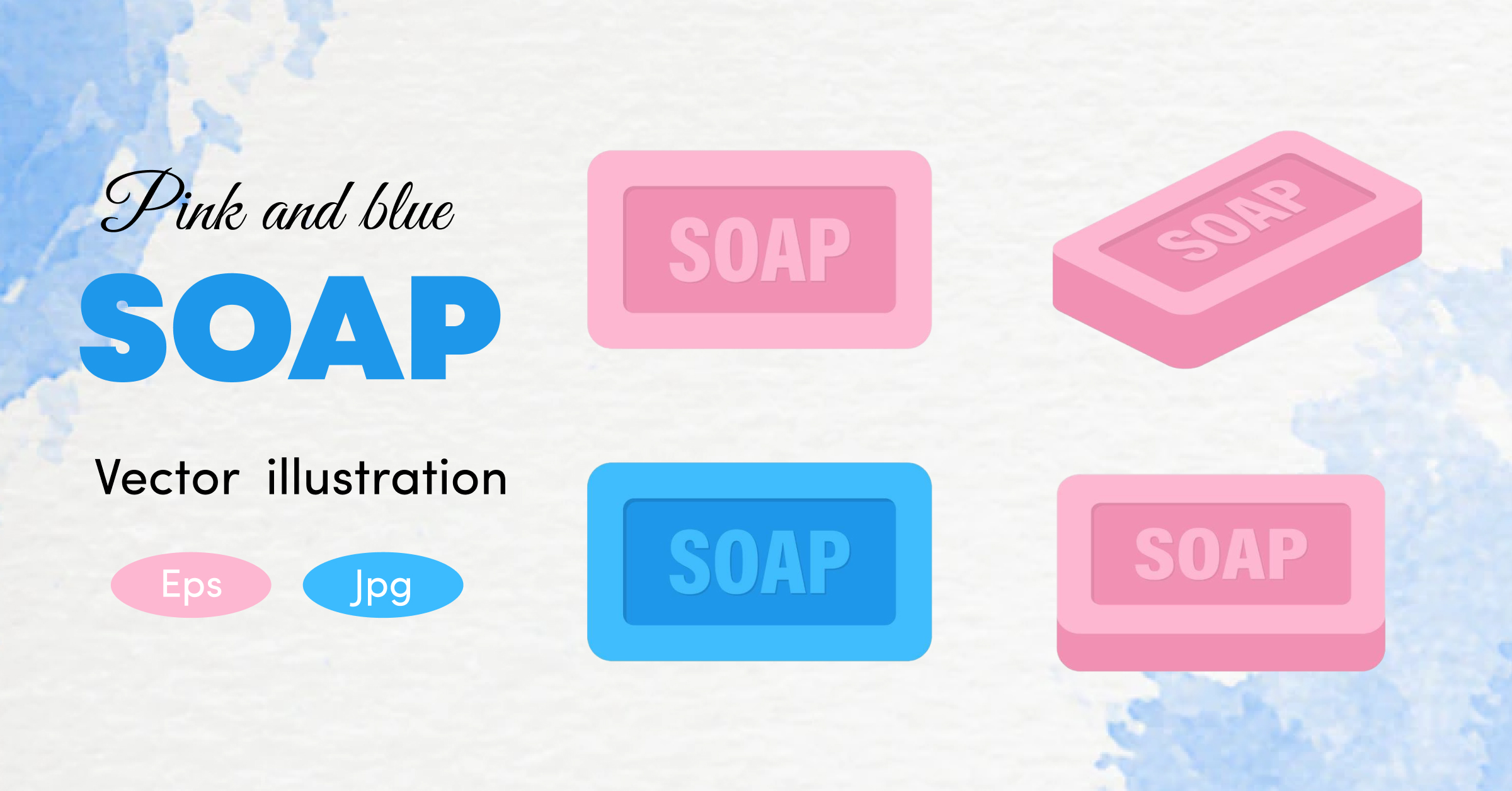 Pink And Blue Soap On Colorful Background. Vector Illustrati ...