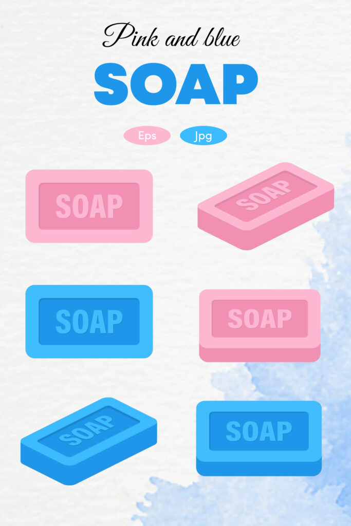 Pink And Blue Soap On Colorful Background. Vector Illustrati ...