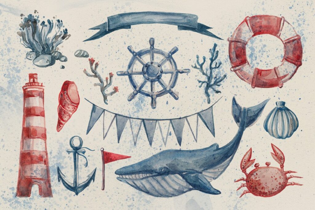Nautical Watercolor Set – MasterBundles