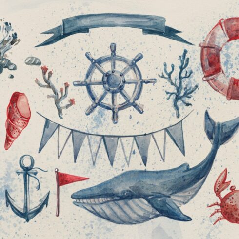 Nautical Watercolor Set | Master Bundles