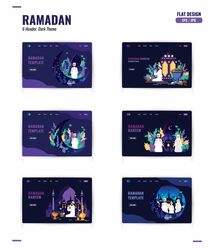 Ramadan Illustration And Web Header – MasterBundles