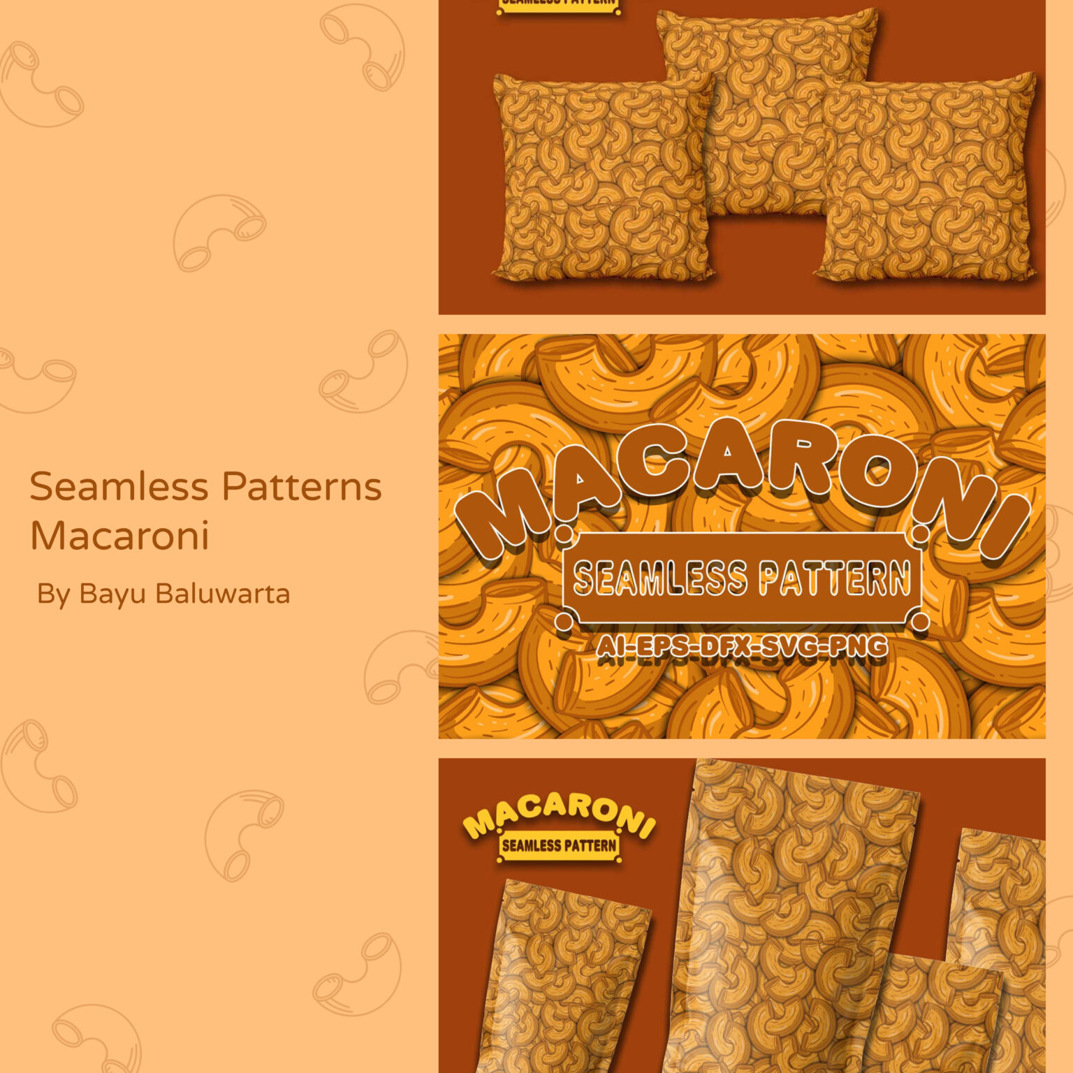 Seamless Patterns Macaroni | Master Bundles