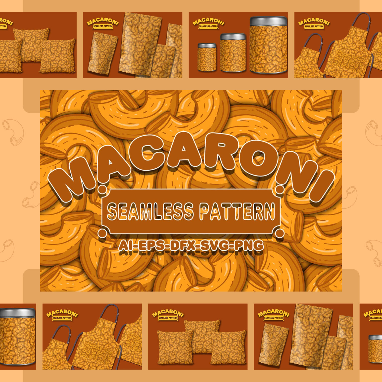 Seamless Patterns Macaroni | Master Bundles
