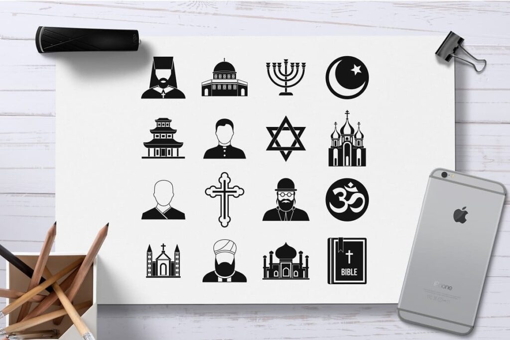 Religious Symbol Icons Set, Simple – MasterBundles
