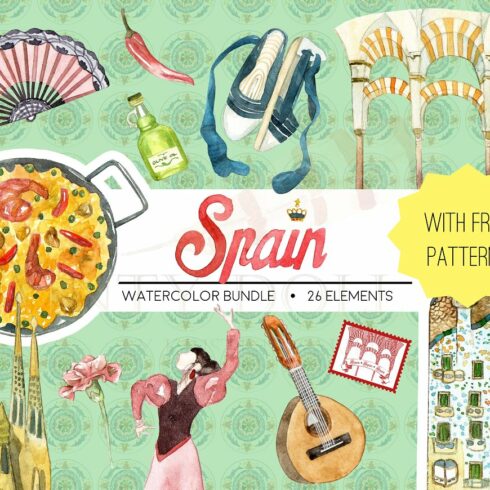 Spain Watercolor Clipart | Master Bundles