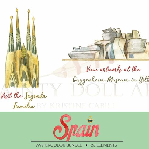Spain Watercolor Clipart | Master Bundles