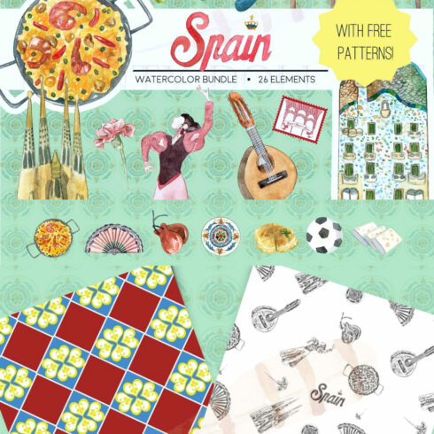 Spain Watercolor Clipart | Master Bundles