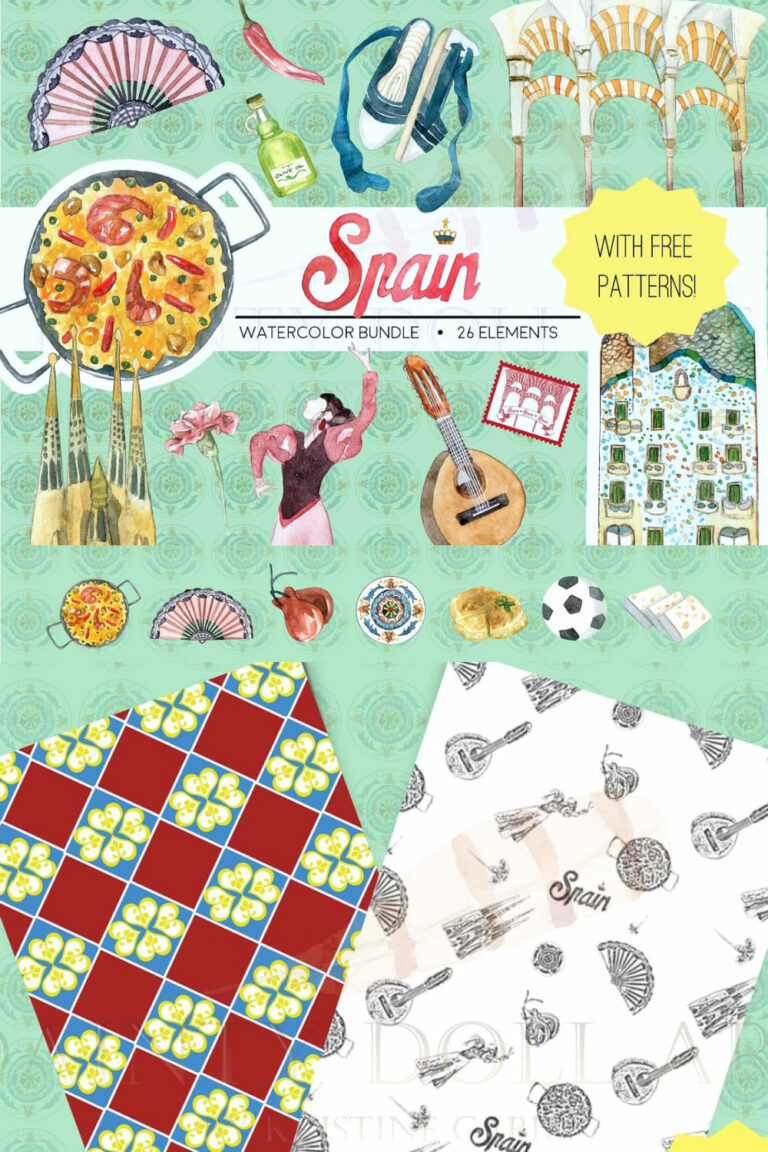 Spain Watercolor Clipart – MasterBundles