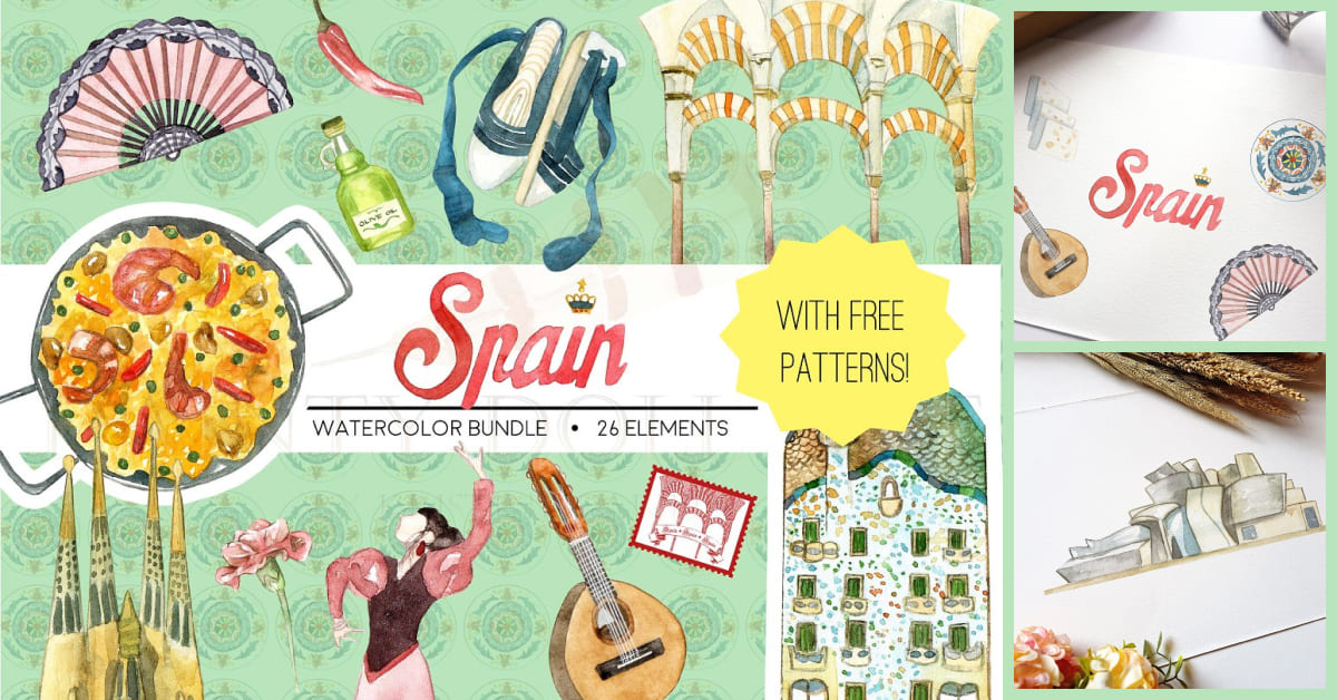 Spain Watercolor Clipart – MasterBundles