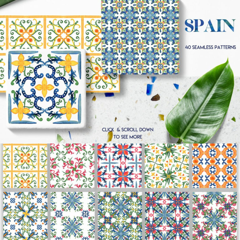 Spain. Tiles Watercolor Clipart – MasterBundles