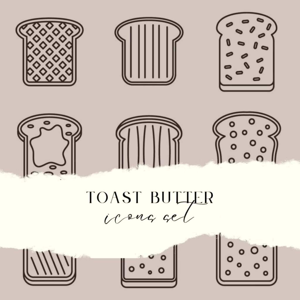 Toast Butter Icons Set, Outline Style – MasterBundles