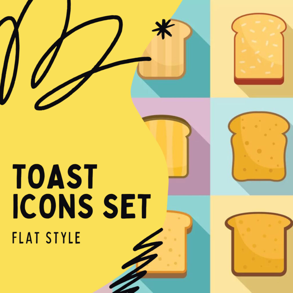 Toast Icons Set, Flat Style – MasterBundles