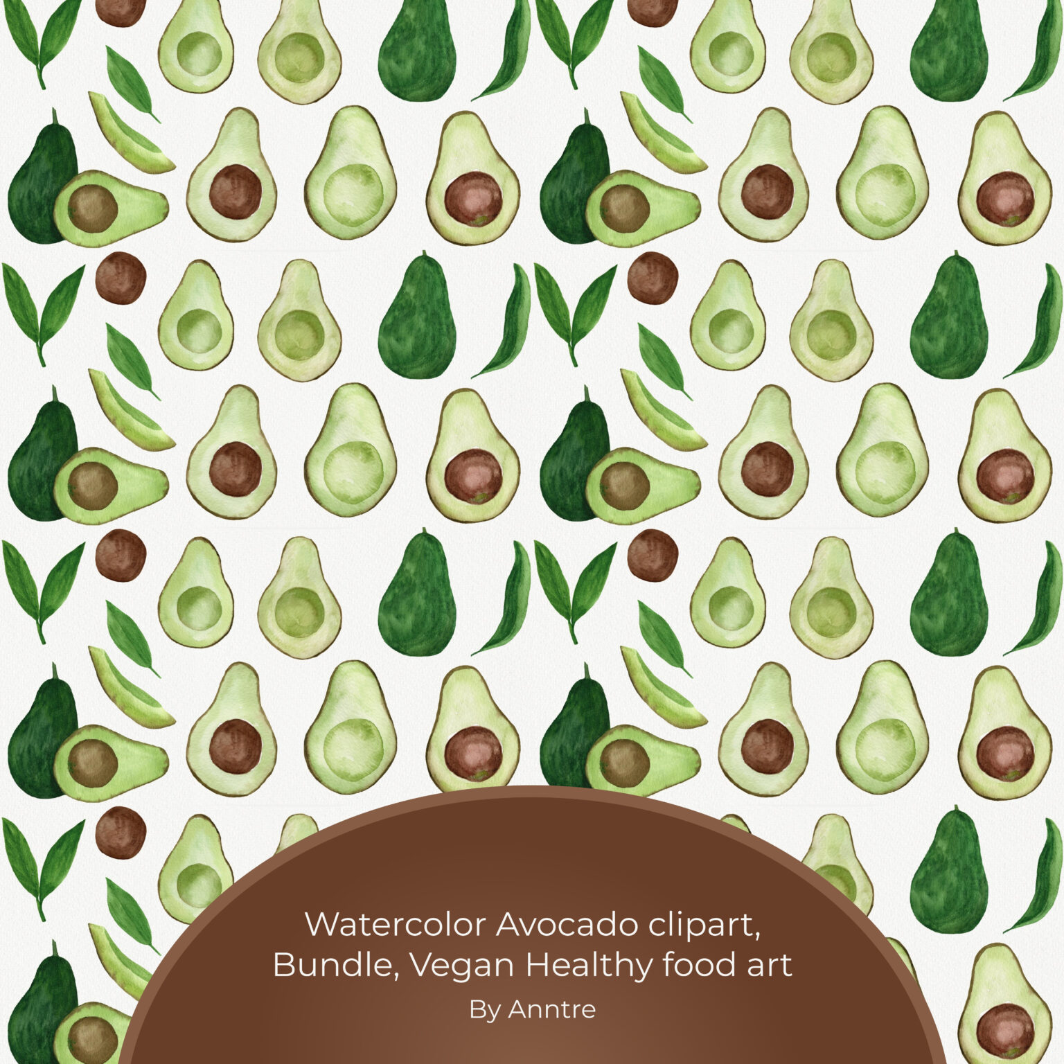 Watercolor Avocado Clipart, Bundle, Vegan Healthy Food Art – MasterBundles